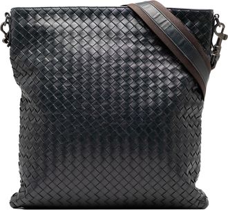 Bottega Veneta Blue Leather Intrecciato Crossbody