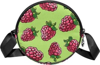 Generic Circle Petit sac &agrave; bandouli&egrave;re pour femme, sac &agrave; bandouli&egrave;re framboise avec fermeture &eacute;clair, bretelles r&eacute;glables, sac &agrave; main rond d&eacute;contract&eacute; pour fe