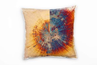 Paul Sinus Art Vintage, beige, orange, blau Deko Kissen 40x40cm f&uuml;r Couch Sofa Lounge Zierkissen - Dekoration zum Wohlf&uuml;hlen