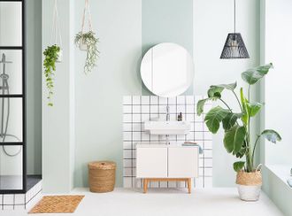 Mørteens home24 Spiegelschrank rund 72 x 72 x 16cm Weiß/Weiß