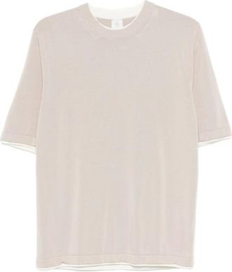 Eleventy Homme, Tops, Beige, Taille: M T-shirt en coton &agrave; col rond