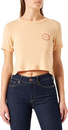 Wrangler Womens Baby Crop Tee T-Shirt, APRICOT Ice, Medium