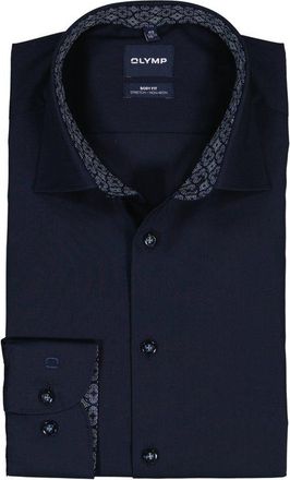Olymp Herren Hemden blau Baumwoll-Stretch