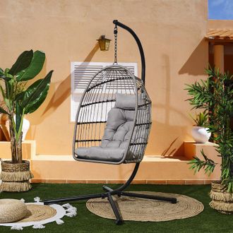 The Home Deco Factory The Home Deco Factory - Fauteuil suspendu en m&eacute;tal et polyester Hanoi
