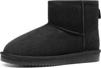 Dream Pairs Damen Schneestiefel Winterstiefel Snow Boots Bequeme Flache Schuhe Wärme und Komfort FuzzyClassic I Niedriger Stiefel,Size 41.5,Schwarz,DSB214-1