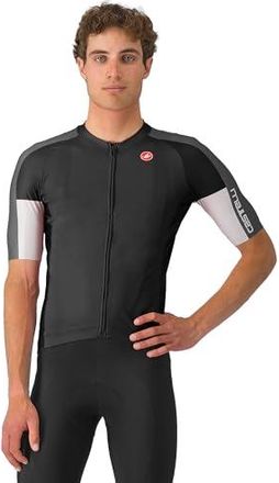 Castelli Maillot Entrata 6 pour homme, protection solaire UPF - Manches courtes - Pour cyclisme de route, vélo de gravier et course, Noir clair/gris foncé/gris
