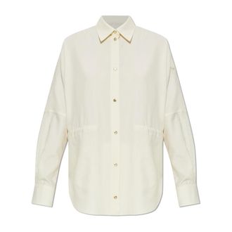 Moncler Femme, Blouses et Chemises, Beige, Taille: 38 FR Chemise tunique &agrave; cordon de serrage &agrave; la taille