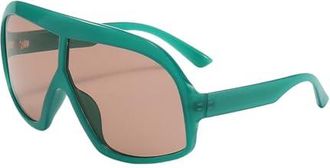 Generic Lunettes de soleil une pièce pour homme et femme - Lunettes de soleil surdimensionnées motif léopard - Nuances UV400 - Vert champagne - Taille unique 