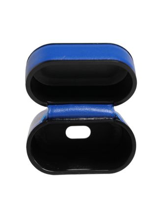Dolce & Gabbana Womens Case Blue Calf Leather Logo Flip Holder Strap Airpods Polyurethane Accessory