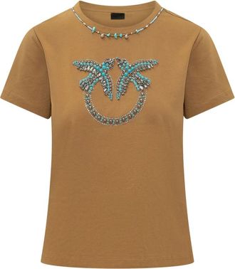 Pinko Pinko, Femme, Tops, Brun, Taille: 38 FR Fidenza T-shirt