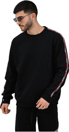 GCDS Gcds, Homme, Sweatshirts et sweats &agrave; capuche, Noir, Taille: XL Felpa Girocollo Logo Tape