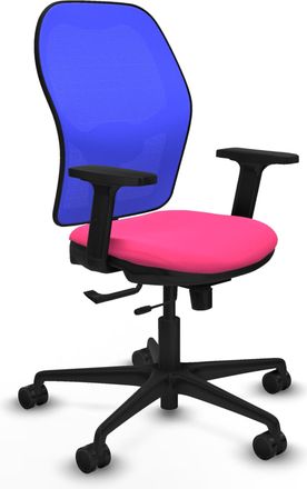 Piqueras y Crespo Arbeitsstuhl mit 2D-Armen, h&ouml;henverstellbare Lendenwirbelst&uuml;tze, ausgestattet mit Syncro/Traslack und injiziertem Schaumstoff, Blau/Rosa