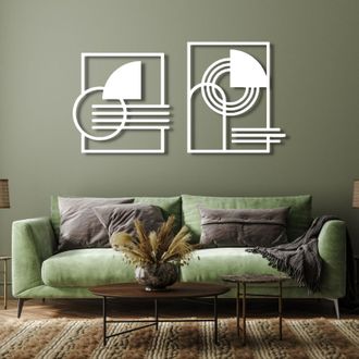 Generic Schwarze geometrische Wandkunst aus Metall, 2er-Set abstrakte Wanddekoration aus Metall f&uuml;r Wohnzimmer, Moderne geometrische Skulptur f&uuml;r Wohnzimmer, 