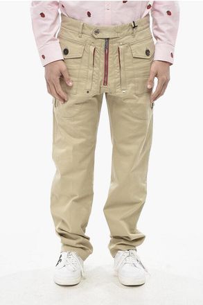 Dsquared2 Stretch Cotton Cargo Trousers With Belt Loops size 50