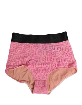 Dolce & Gabbana Womens Pink Cotton Dg Logo High Waist Girdle Underwear Black Elastane Nylon Clothing