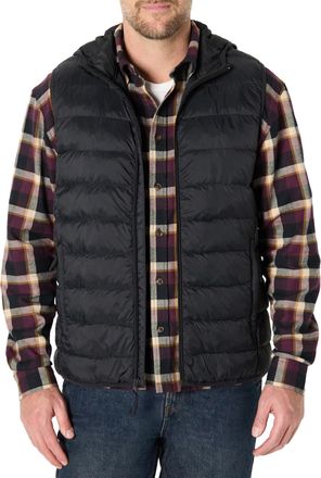 Amazon Essentials Herren Leichte, wasserabweisende Steppweste mit Kapuze, Schwarz, XXL