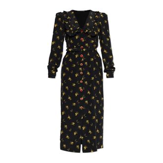 Alessandra Rich Femme, Robes, Noir, Taille: 36 FR Robe mi-longue en soie imprim&eacute; floral
