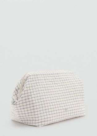 Mango Trousse &agrave; carreaux en m&eacute;lange de coton &eacute;cru - Femme - Taille unique - MANGO