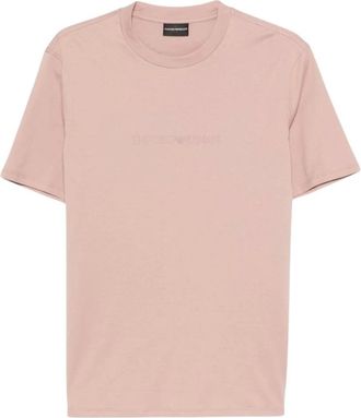 Emporio Armani Homme, Tops, Rose, Taille: XL T-shirt &agrave; col rond avec logo en relief