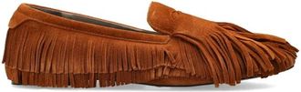 AllSaints Femme, Chaussures, Brun, Taille: 38 EU Sandy Suede Fringe Mocassins