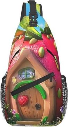 Generic Enchanted Forest Strawberry Cottage Sac &agrave; bandouli&egrave;re Sac &agrave; bandouli&egrave;re Sac &agrave; dos de voyage Sac &agrave; dos &agrave; bandouli&egrave;re pour homme Sac &agrave; dos de randonn&eacute;e