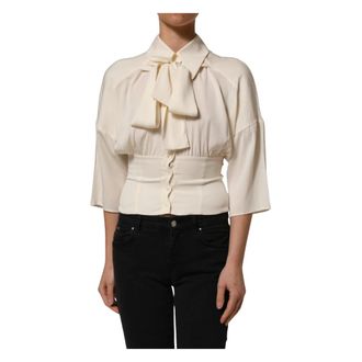 Dolce & Gabbana Langarmbluse mit Ascot-Kragen - - Blouses & Shirts - Damen - Wei&szlig; - S