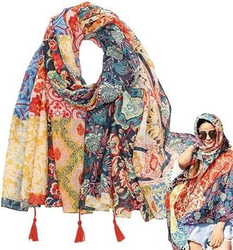 Generico &Eacute;charpe pour femme boh&egrave;me - ch&acirc;le long l&eacute;ger pour le cou, accessoire fluide, &eacute;charpe &eacute;l&eacute;gante et polyvalente | utiliser l&eacute;t&eacute; automne hiver, v&ecirc;tements 