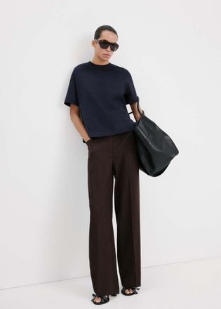 Mango T-shirt en coton oversize bleu marine fonc&eacute; - Femme - XXS - MANGO