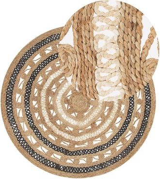 Beliani Teppich GOYNE Beige ø 140 cm Jute