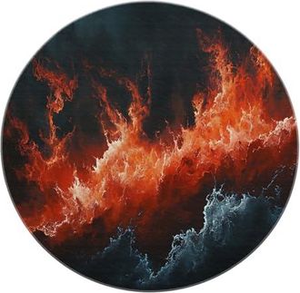 Generic Tapis Rond Industriel Moderne Abstrait Flamme Art Lavable Doux Antid&eacute;rapant Tapis Sol &agrave; Poils Ras pour Chambre &agrave; Coucher Salon Appartement D&eacute;cor int&eacute;r
