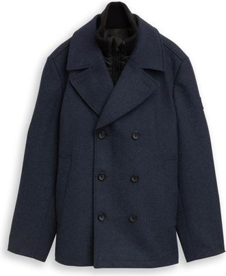 Tom Tailor 2-in-1 Wolljacke mit abnehmbarer Innenjacke - - Jackets - Herren - Blau - L