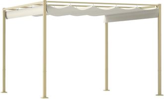 OUTSUNNY Pergola r&eacute;tractable 3 x 3 m acier &eacute;poxy beige polyester haute densit&eacute; 180 g/m&sup2; UPF30+ kaki
