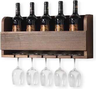 Generic Flaschenregal Holz, Weinregal Wand, Einfach und Retro, Platzsparend, Bar, Restaurant, Wohnzimmerdekoration