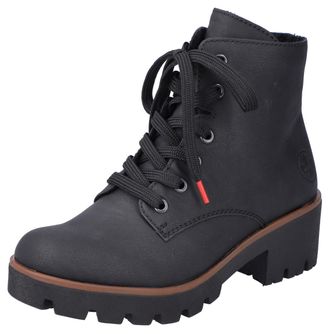 Rieker Schnürstiefelette RIEKER, Damen, Gr. 36, schwarz, Lederimitat, Schuhe, Schnürboots, Outdoorstiefelette mit robuster Profilsohle, Topseller