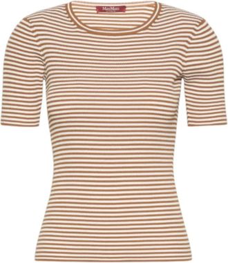 Max Mara Haut ajust&eacute; &agrave; rayures et col rond - Femme - Tops - Brun - Taille: 42 FR