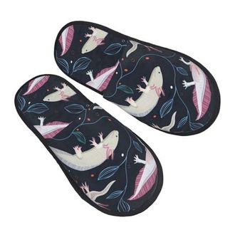 Generic Pantoufle Maison Motif DAxolotls Sur Fond Noir Chaudes Pantoufles Antid&eacute;rapantes Chaussons Maison Confortable Hiver Chaussures Chaudes Pour Camping Ch