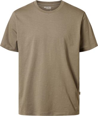 Selected Selected Homme Herren Slhaspen Slub O-Neck Tee Noos T-Shirt, Vetiver, XXL EU