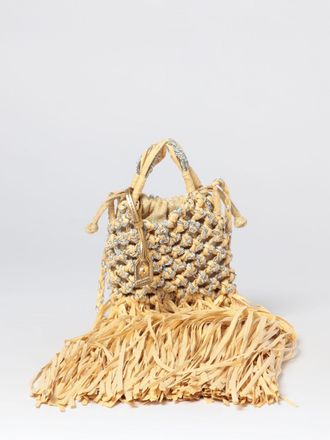 Kurt Geiger Geflochtene Raffia-Minitasche von mit Fransen und Kristallverzierungen
