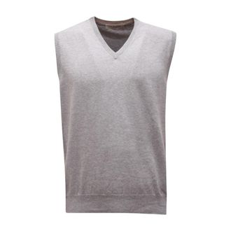 La Fileria &Auml;rmellose Baumwoll-V-Ausschnitt-Pullover - - Tops - Herren - Grau - L
