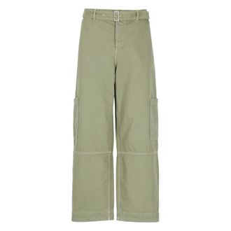 Maison Kitsun&eacute; Gr&uuml;ne Baumwoll-Cargohose mit G&uuml;rtel - - Trousers - Herren - Gr&uuml;n - W33