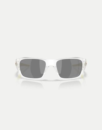 Oakley Masseter - Limitless Collection - Lunettes de soleil rectangulaires &agrave; verres r&eacute;fl&eacute;chissants polaris&eacute;s noirs - Transparent