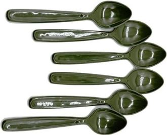 Kimmel Löffel Esslöffel Suppenlöffel Mehrzwecklöffel 6 Stück Mehrweg, Kunststoff Plastik, Oliv