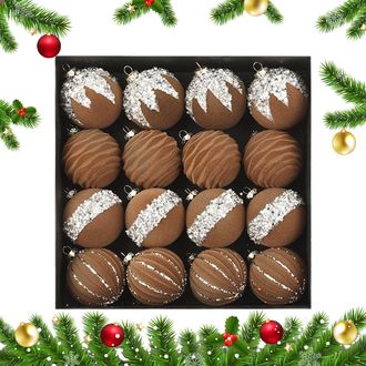 Generic Weihnachtskugeln - 16 St&uuml;ck Kugel-Dekorationen, 6 cm Weihnachtsbaum aus Samt mit Strasssteinen | f&uuml;r Haus, Innenbereich, Fenster, Weihnachtsfeier