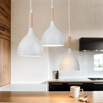 Licht-Erlebnisse Suspension Blanc E27 M&eacute;tal Lampe &agrave; suspendre
