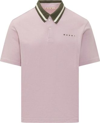 Marni Homme, Tops, Rose, Taille: XL Polo en coton piqu&eacute;
