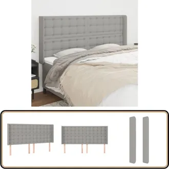 vidaXL Tête de lit avec oreilles Gris clair 163x16x118/128 cm Tissu - Tête De Lit - Têtière De Lit - Literie - Meuble De Chambre - Mobilier Chambre