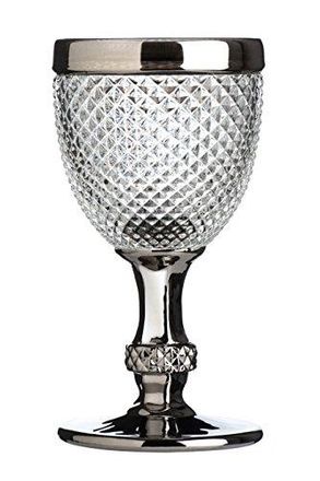 Premier Housewares WeinGlas, Silber umrandet, klar, Diamant-beschichted