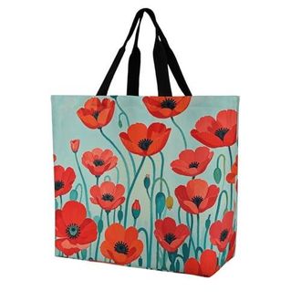 Generic Imprim&eacute; De Coquelicots Sac Cabas L&eacute;ger Sacs De Courses Imperm&eacute;able Sac A Main Femme Pour Universit&eacute; Travail Shopping