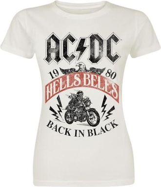 AC/DC Hells Bells Femme T-Shirt Manches Courtes Blanc cassé XL 100% Coton Regular/Coupe Standard