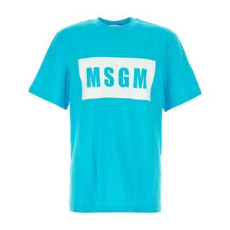 Msgm Hellblaues Baumwoll-T-Shirt - - Tops - Herren - Blau - L
